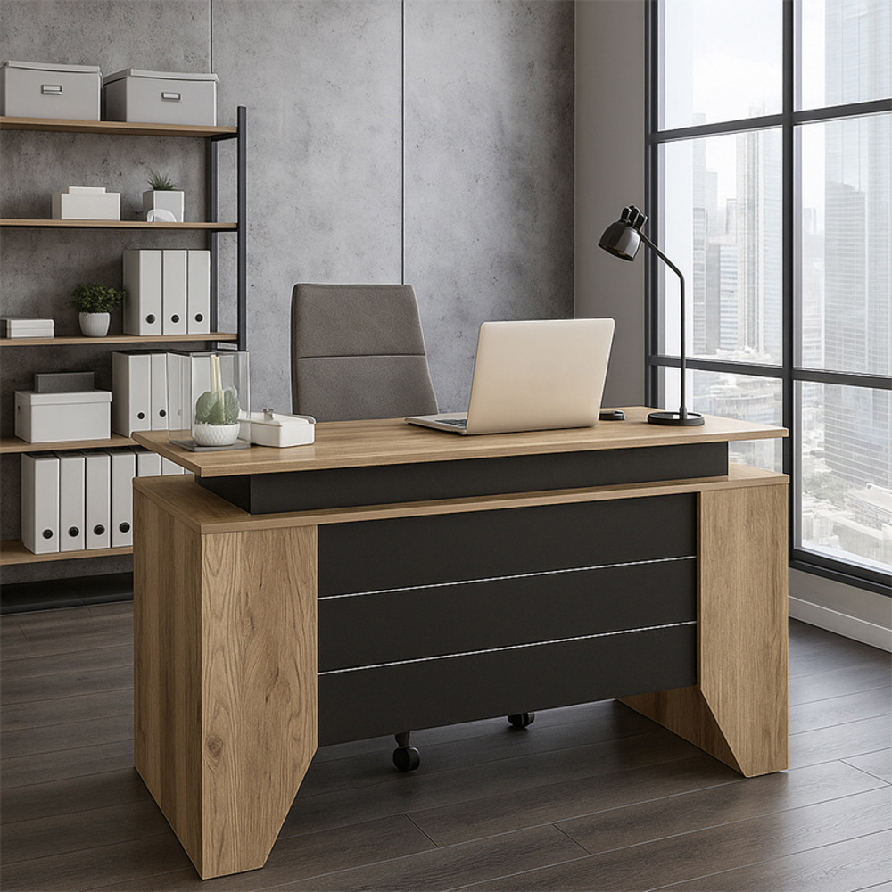 ΓΡΑΦΕΙΟ ΕΡΓΑΣΙΑΣ REMIDA MEGAPAP ΧΡΩΜΑ SEPET OAK - ΑΝΘΡΑΚΙ 140X60X76,9ΕΚ.