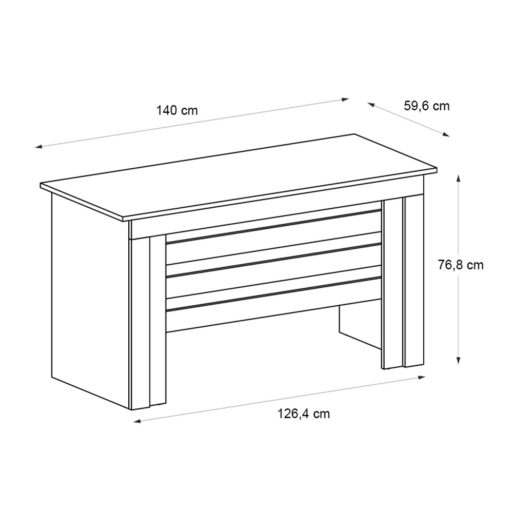 ΓΡΑΦΕΙΟ ΕΡΓΑΣΙΑΣ EPITO MEGAPAP ΧΡΩΜΑ ΑΝΘΡΑΚΙ - SEPET OAK 140X59,6X76,8ΕΚ.