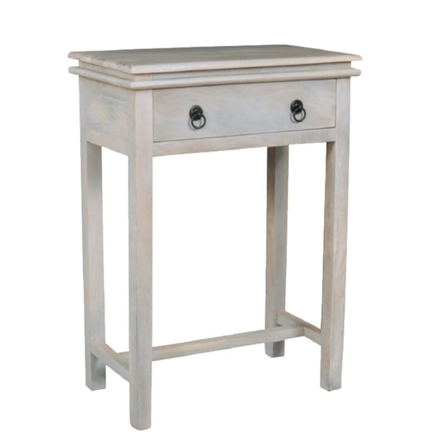 MAISON CONSOLE ΕΠΙΠΛΟ ΚΟΝΣΟΛΑ 1 ΣΥΡΤΑΡΙ, ΞΥΛΟ MANGO ANTIQUE ΑΣΠΡΟ